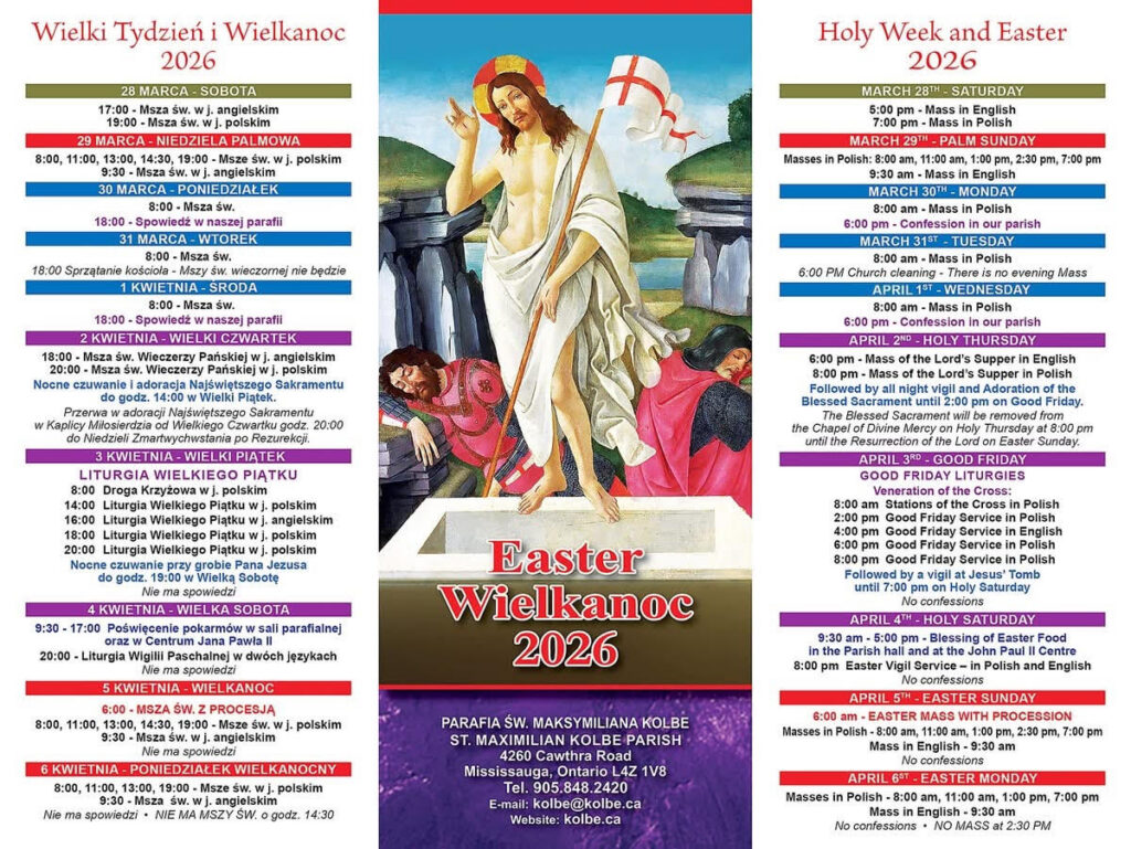 2026 Holy Week and Easter Program – St. Maximilian Kolbe